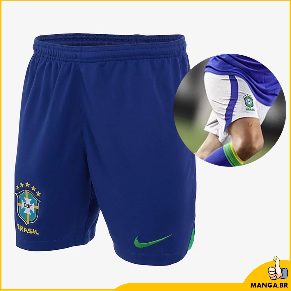 Shorts De Futebol 2022/2023 Azul Brasil I e II Short calção brasil ...