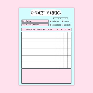 Planner de Estudos | Checklist de Estudos | Rotina de estudos | planejamento de estudos - A5 ...