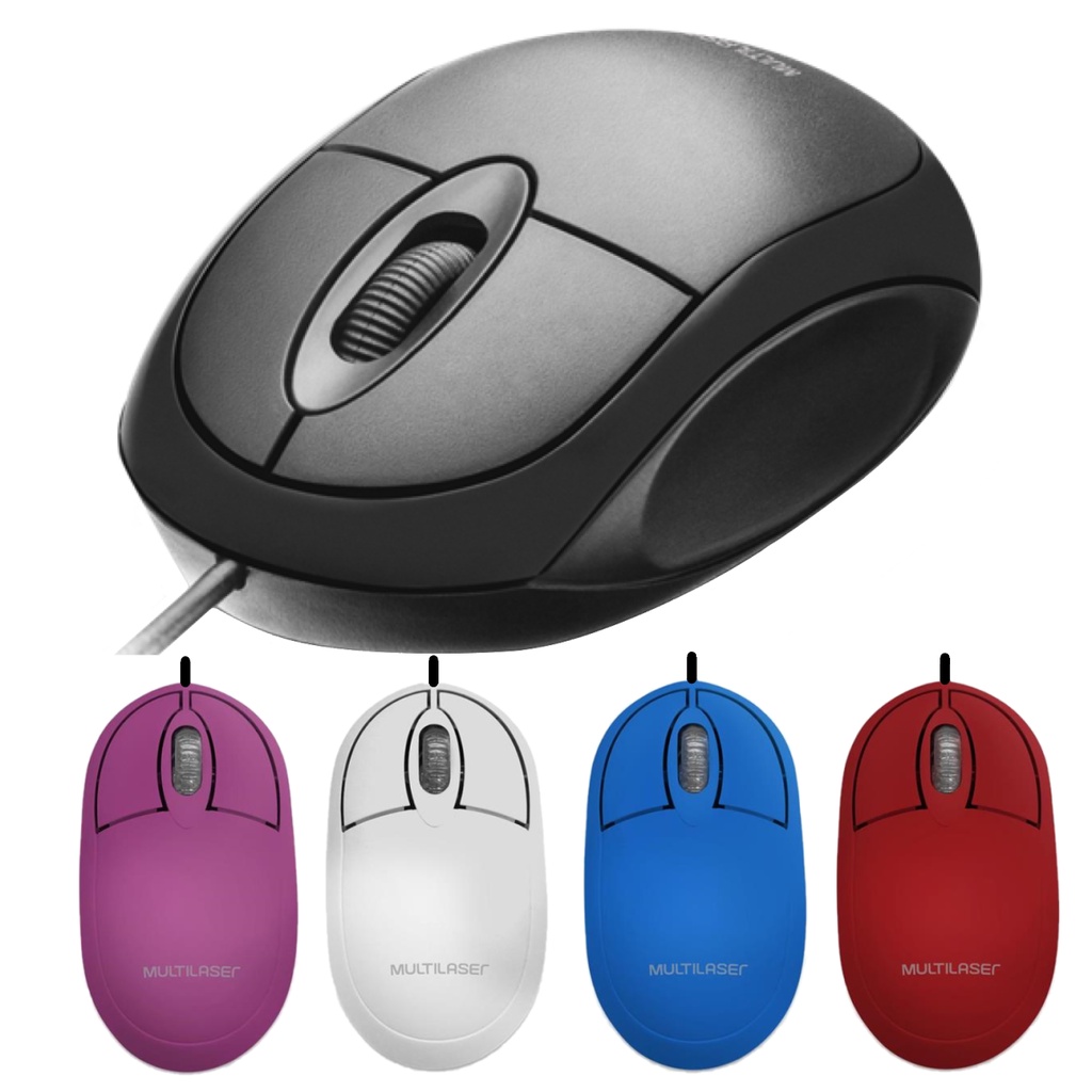 mouse com fio barato original multilaser usb branco preto rosa vermelho ...
