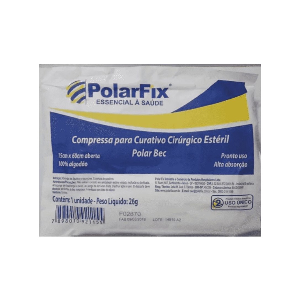 Gaze Algodoada compressa para curativo cirúrgico estéril polar BEC – 15 ...
