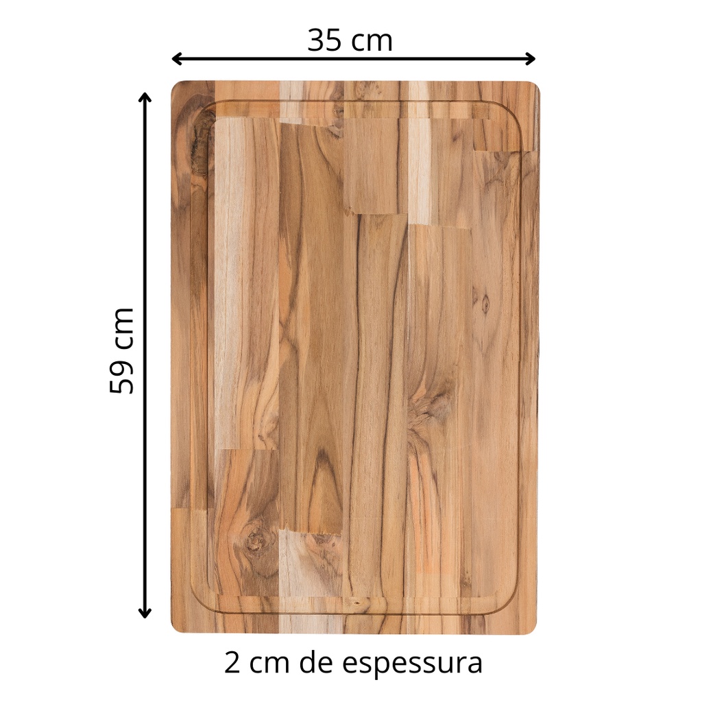 [Tábua De Corte De Madeira Maciça Retangular Cozinha Duas Cores Dupla ...