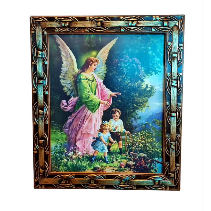 Quadro Anjo da Guarda Tradicional 20 X 25 mold luxo | Shopee Brasil