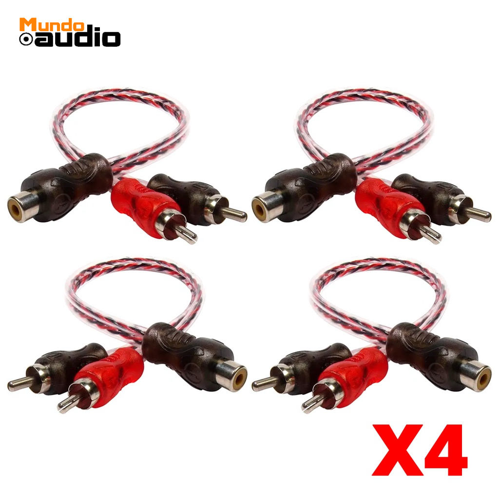 Kit 4 Cabo Y RCA Injetado 1 Femea 2 Macho Vermelho 4mm - Escorrega o Preço