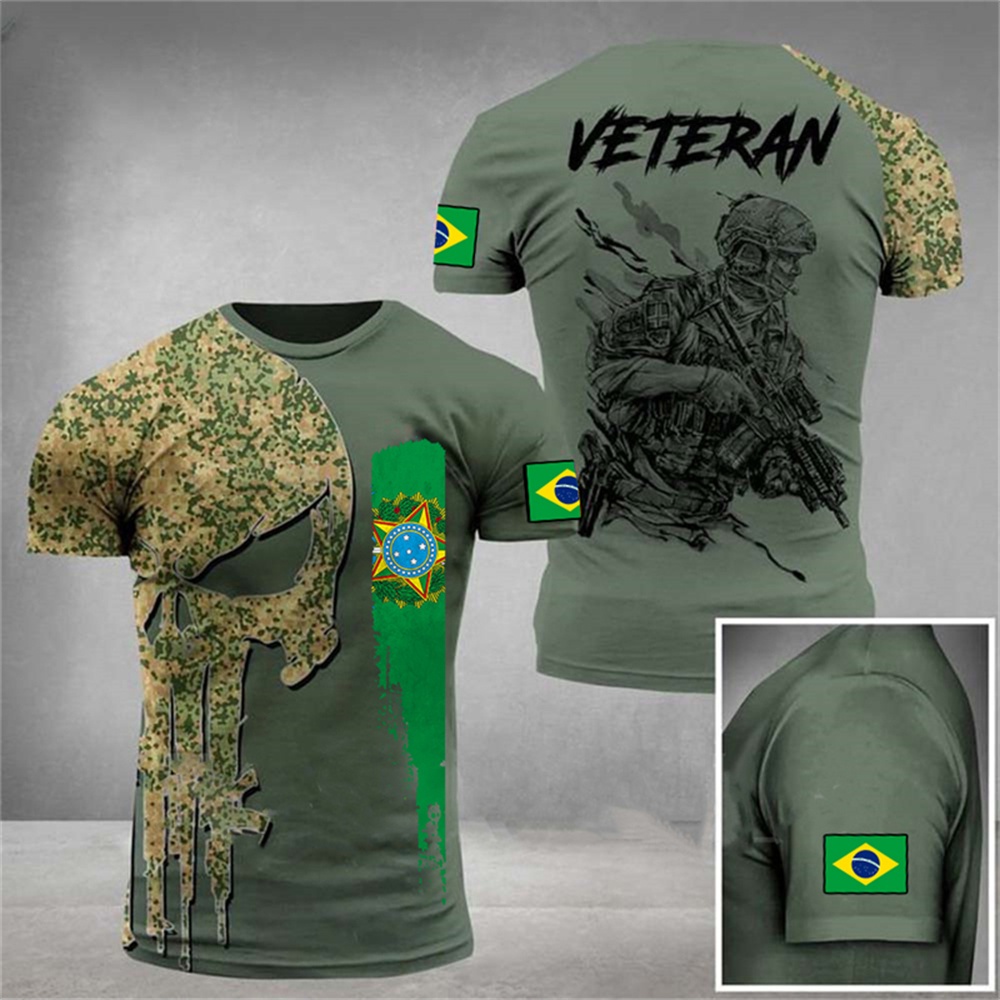 2022 Exército Veterano 3D Camiseta Brasil Soldado Masculina Comando Tamanho Grande Camisetas ...
