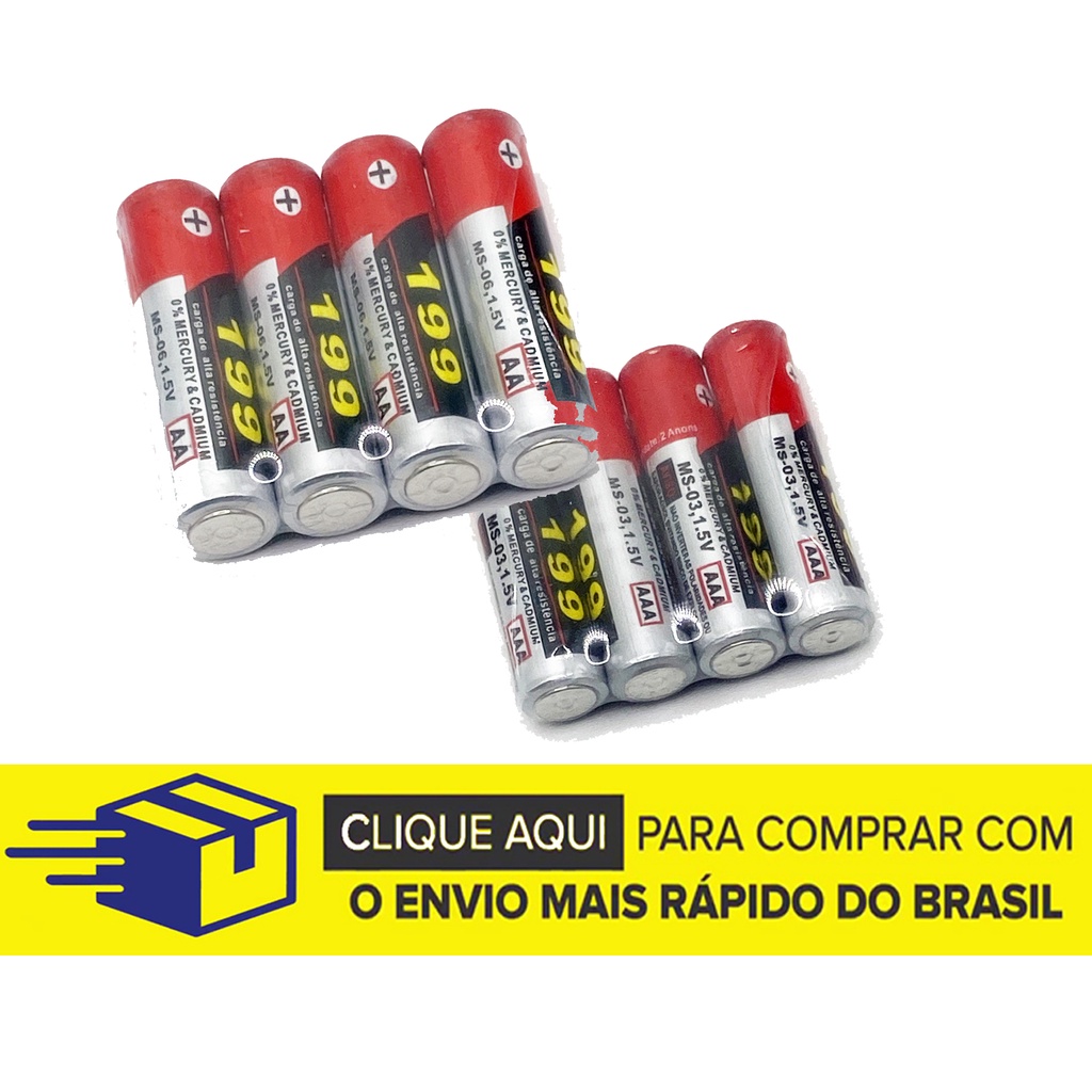 Pilha AA e AAA 1.5V Eficiente Cartela com 4 Unidades | Shopee Brasil
