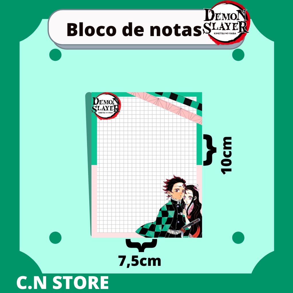 Kimetsu no yaiba memo pad/bloco de notas - anime demon slayer | Shopee ...