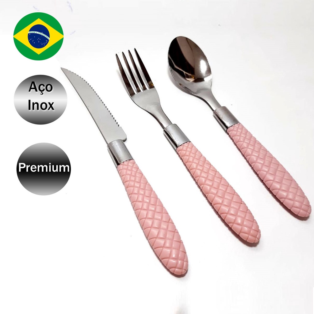 Talheres Faca Garfo Colher Inox Faqueiro Talher Premium | Shopee Brasil