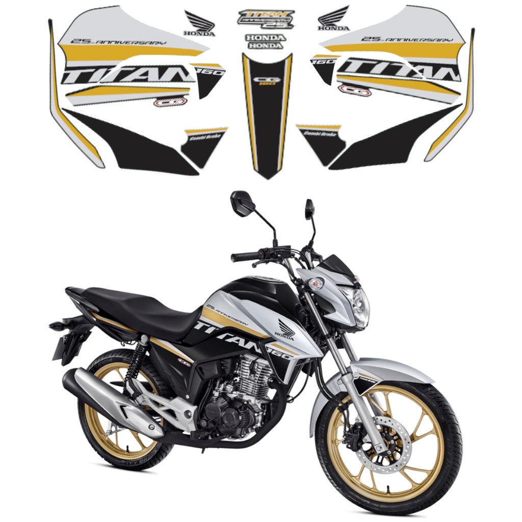 Kit Personalizado Adesivo Moto Honda Cg160 Titan 25th Anniversary Preto ...
