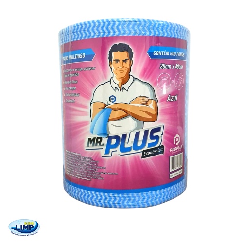Pano Multiuso Bobina Azul 28cm x 240m com 600 Panos Mr. Plus | Shopee Brasil