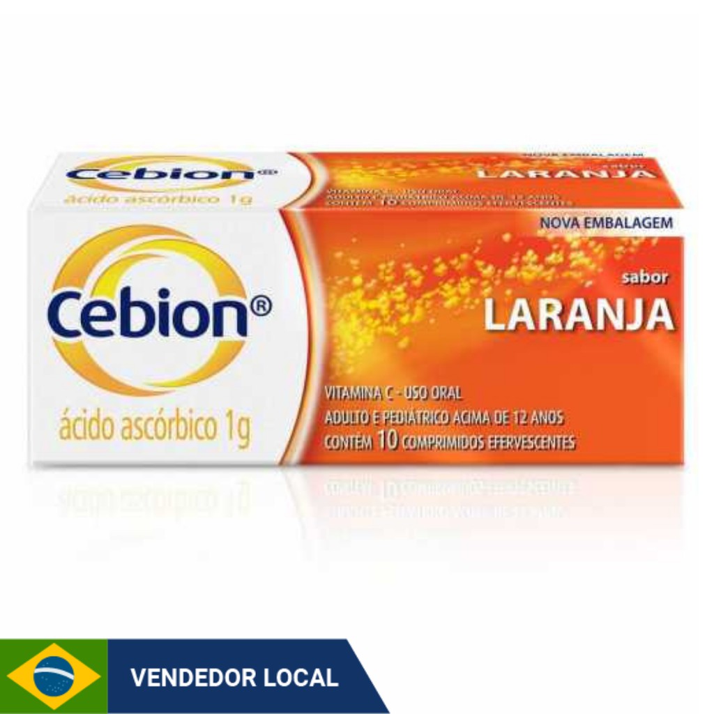 Cebion 1g Vitamina C - 10 comprimidos efevecente sabor Laranja | Shopee ...