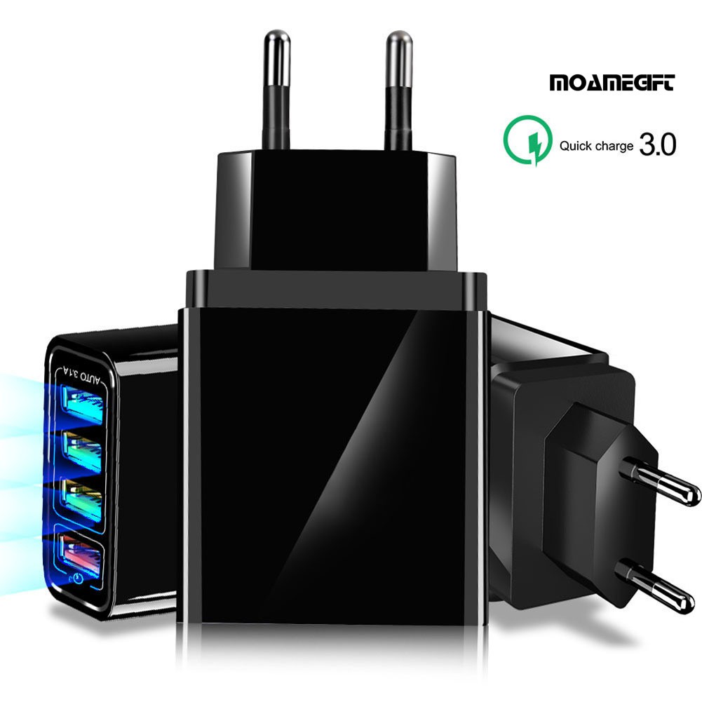 MOAME Moame Adaptador De Energia Portátil Qc 3.0 Com 4 Portas Usb Carga ...