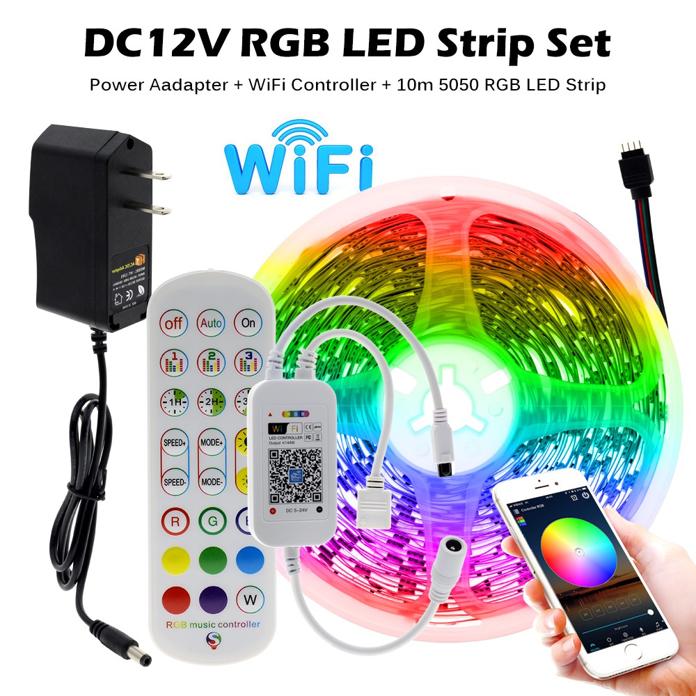10 M Rolo Rgb Led Strip Luz Wifi Inteligente Led Light Strip Dc12V Fita ...