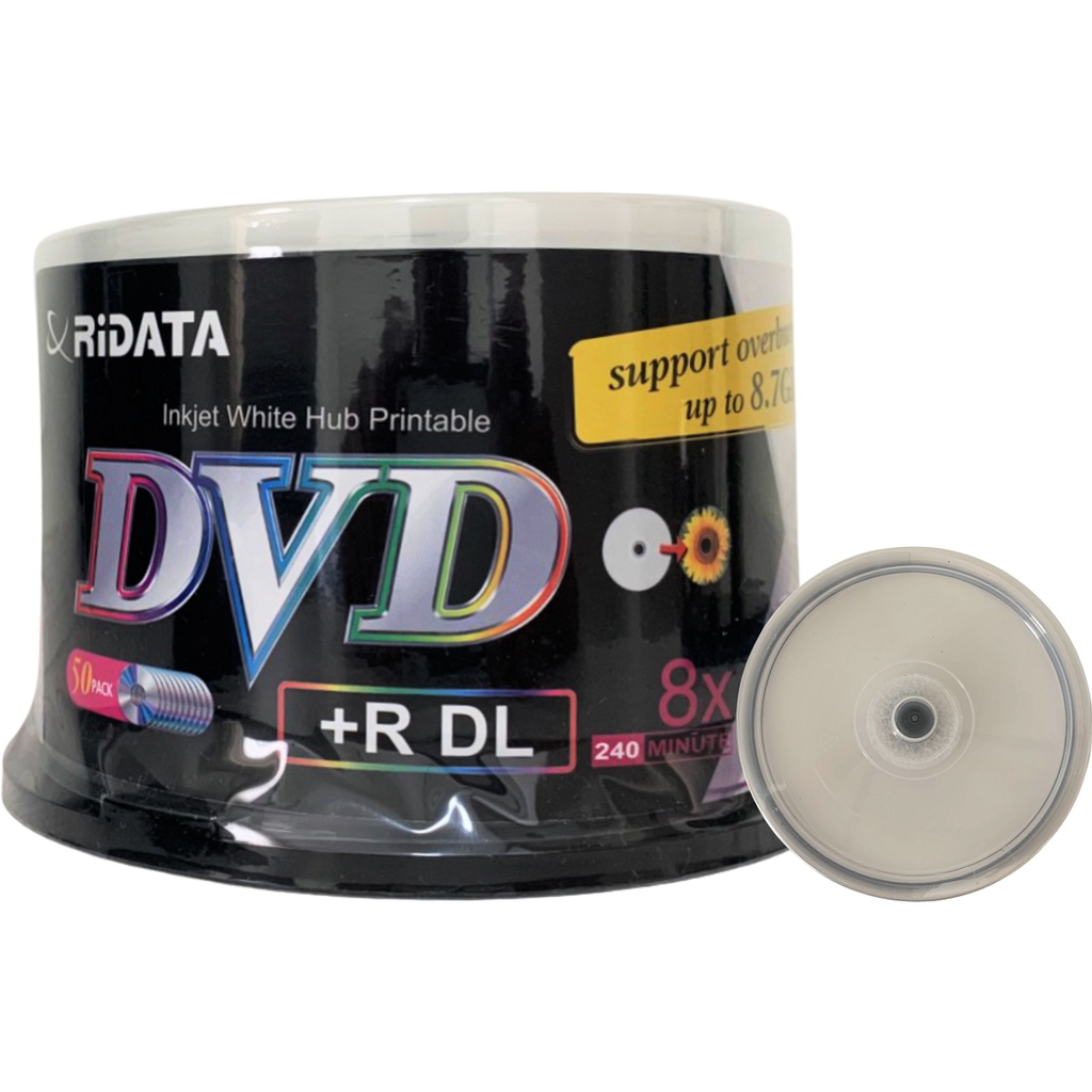 50 Un Dvd+r Dl Ridata Printable Dual Layer 8.5gb Ritek - Corre Que Ta Baratinho