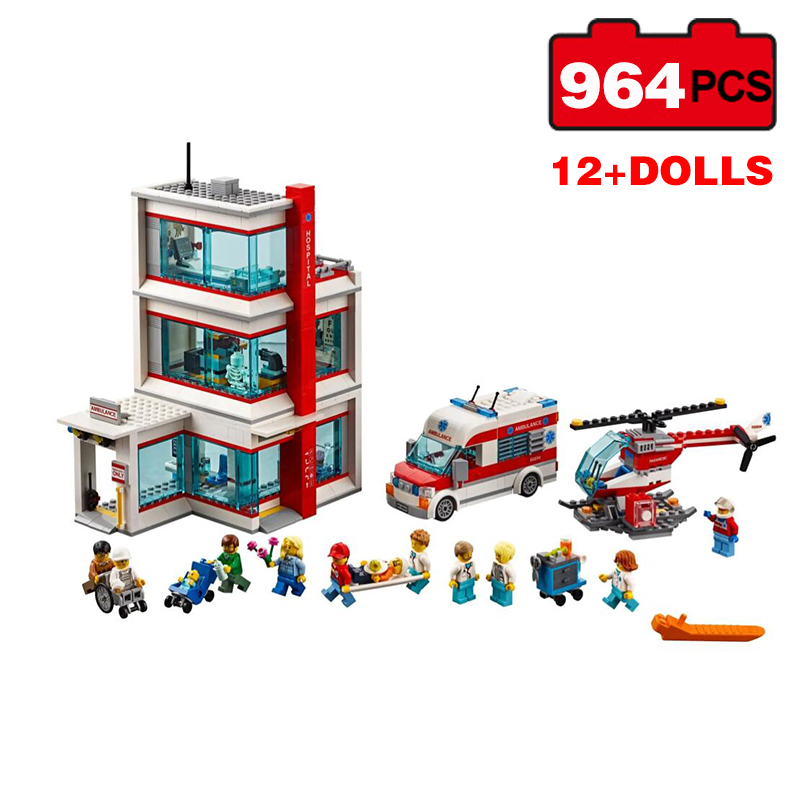964PCS Compatível Com Lego 60204 Série Cidade Médica Hospitalar ...