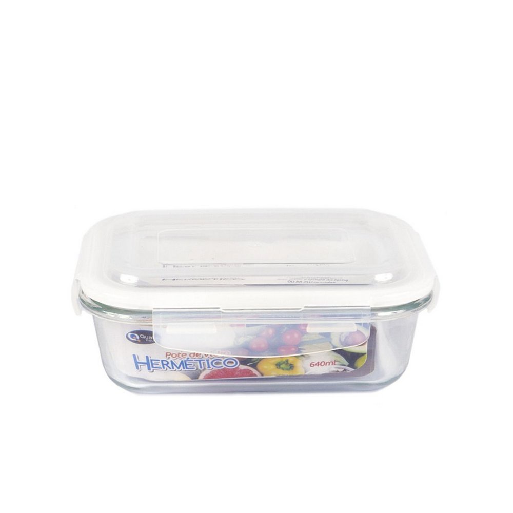 Pote De Vidro Hermetico Retangular 640ml C/ Tampa Plastican - Quality ...