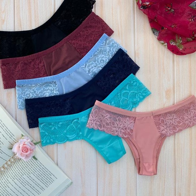 Kit 10 Calcinhas Tanga Fio Dental Lateral Renda Revenda | Shopee Brasil