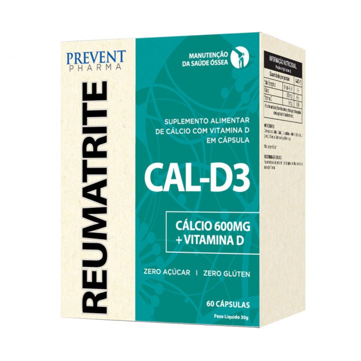 Calcio 600mg + Vitamina D3 60 Capsulas Reumatrite Prevent Pharma ...