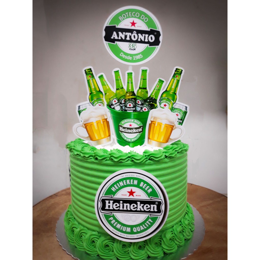 Topo de bolo tema Heineken | Shopee Brasil