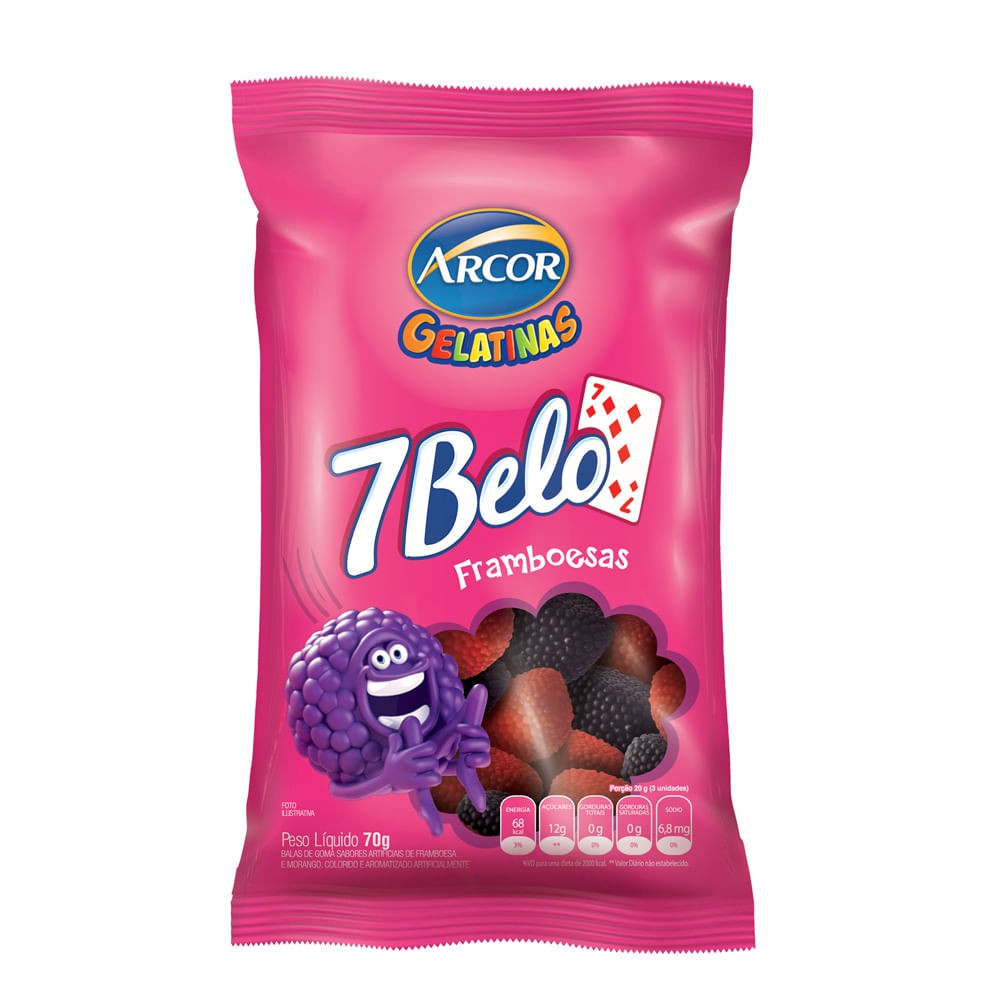 Bala Gelatina 7 Belo Framboesas 70g | Shopee Brasil