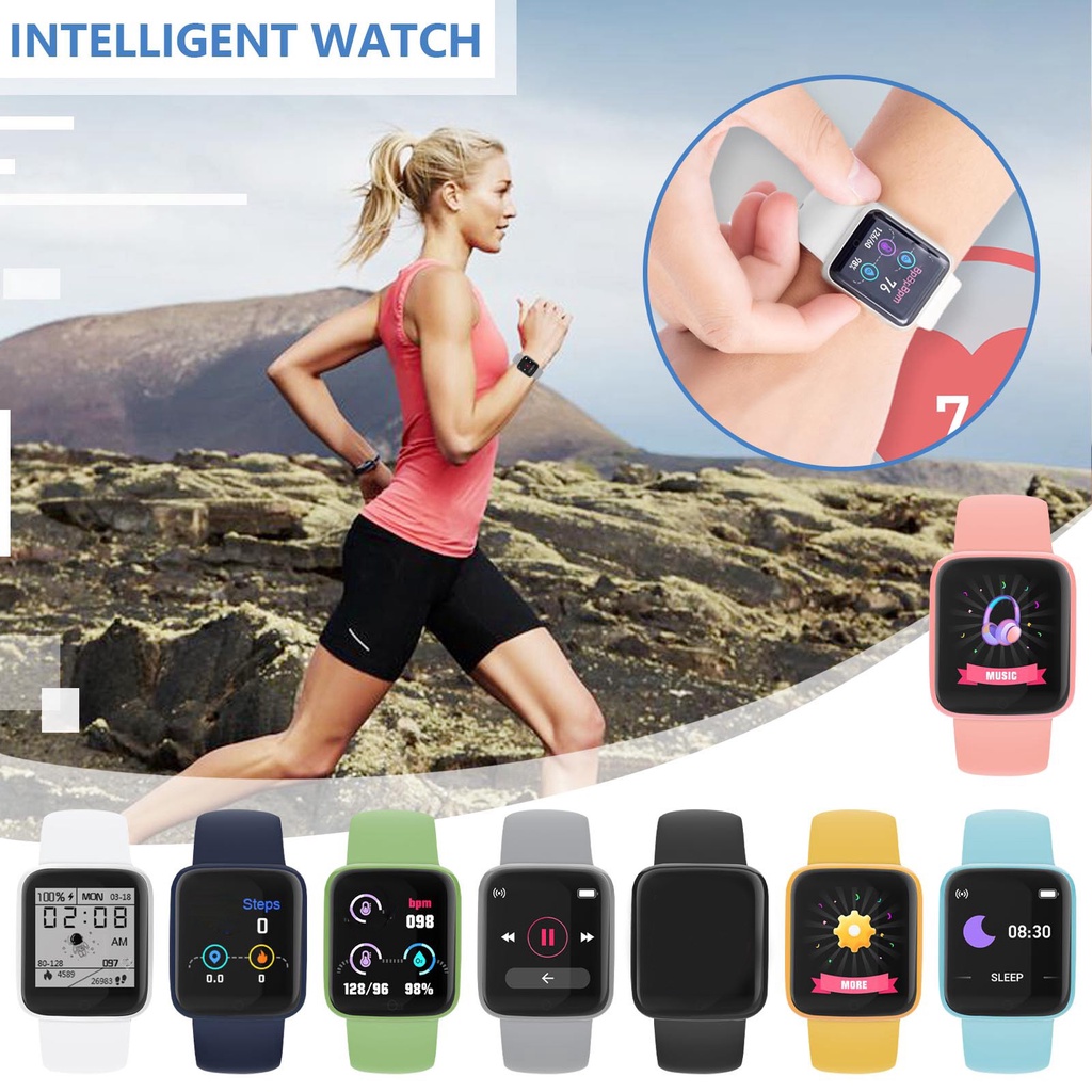 D20/Y68 Macaron Color BT4.0 Smart Watch Sleep Fitness Waterproof Watch ...