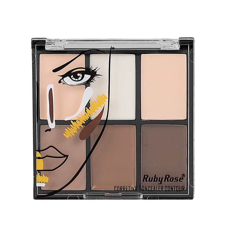 CORRETIVO CONCEALER CONTUOR 6 CORES RUBY ROSE | Shopee Brasil
