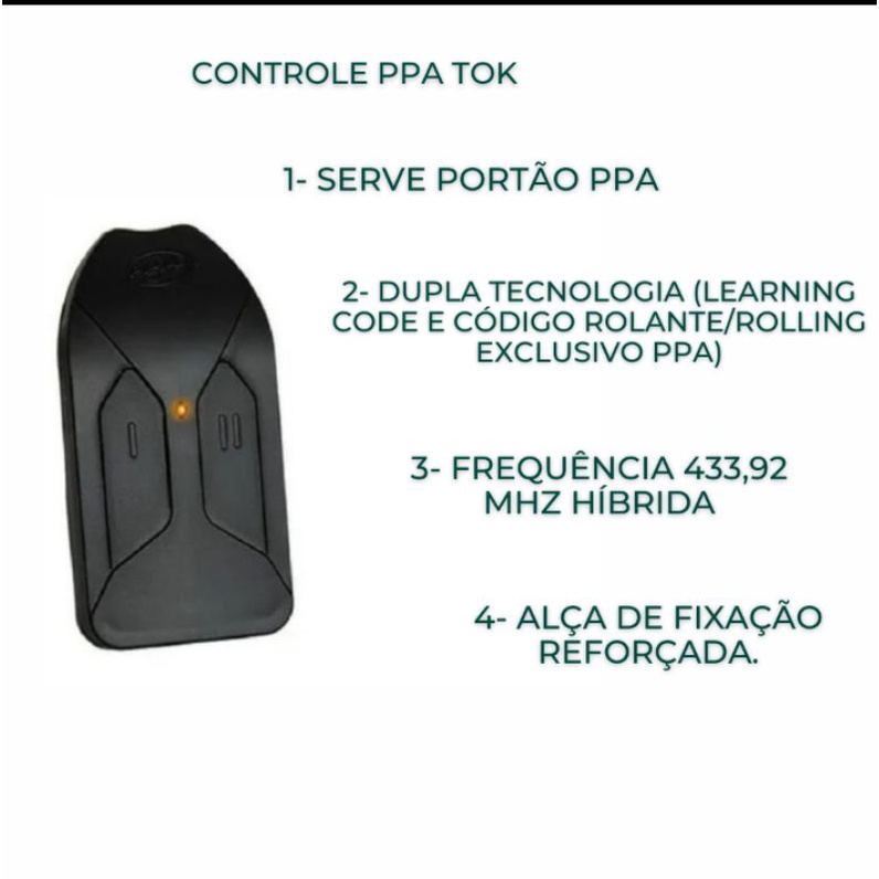 Controle remoto PPA TOK para portão eletrônico | Shopee Brasil
