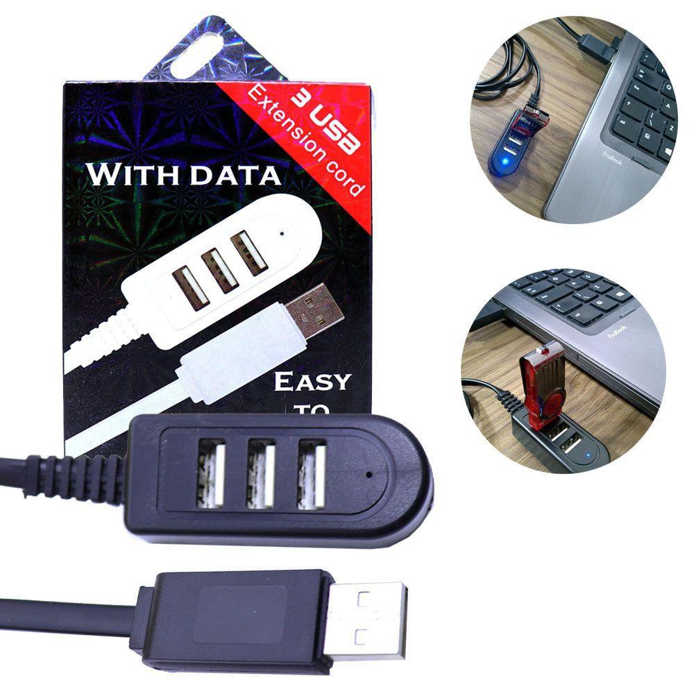 Hub Extensor USB 1,20Cm 2.4A Com 3 Portas USB | Shopee Brasil