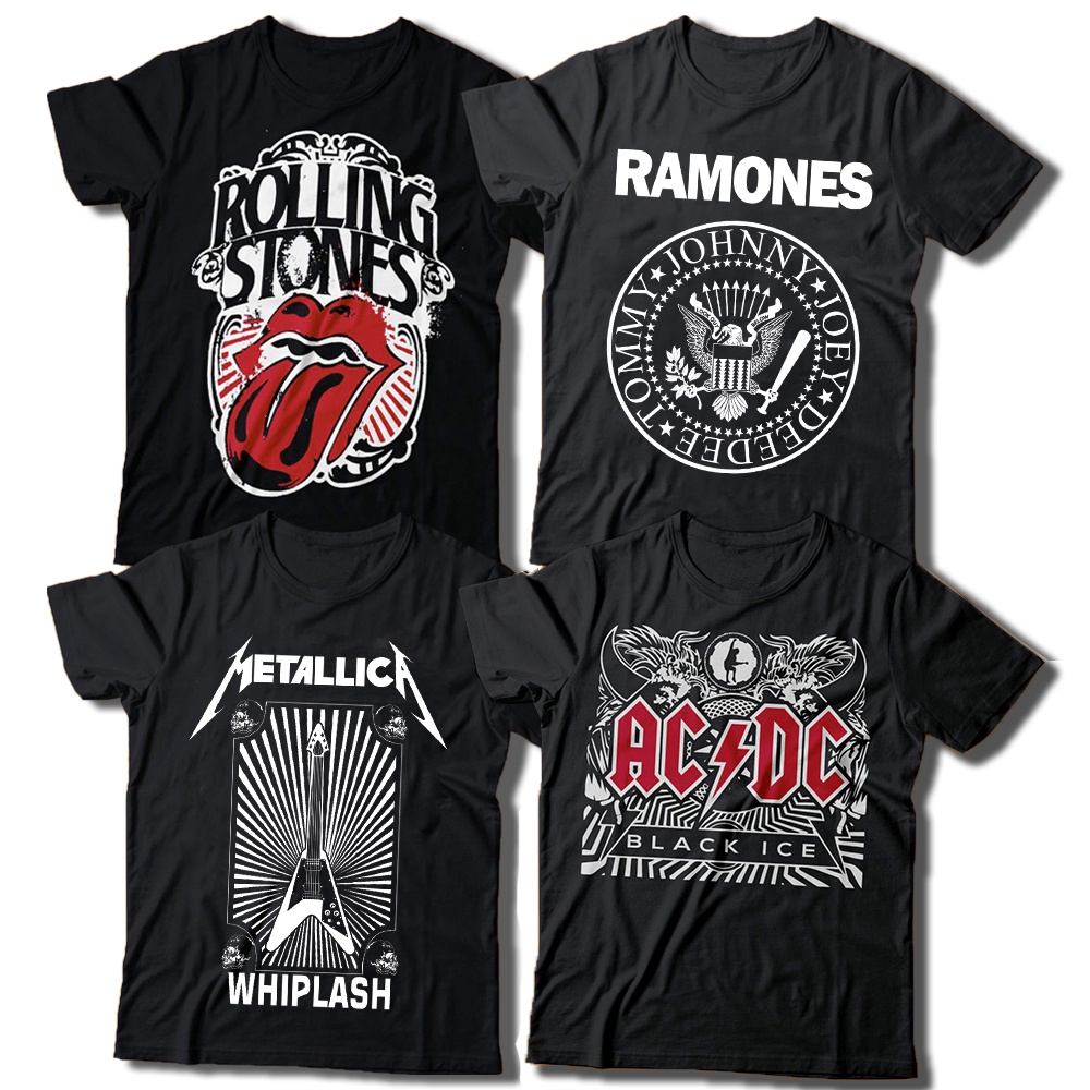 Camiseta Banda de Rock Rolling Stones Ramones Metallica Acdc | Shopee Brasil