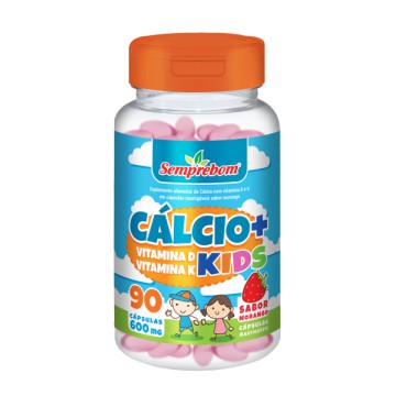 Cálcio Kids Mastigável Sabor Morango + Vitamina D e Vitamina K 90 ...