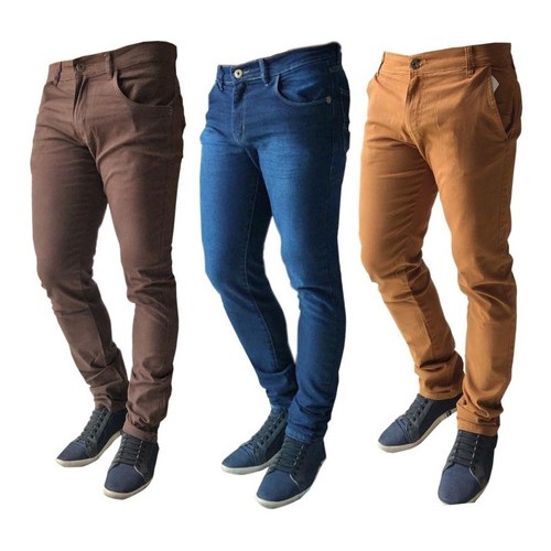 Kit 3 Calca Sarja Jeans Masculina Slim Com Lycra Colorida Shopee Brasil