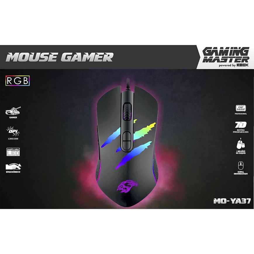 Mouse Gamer K-MEX MO-YA37 USB RGB | Shopee Brasil