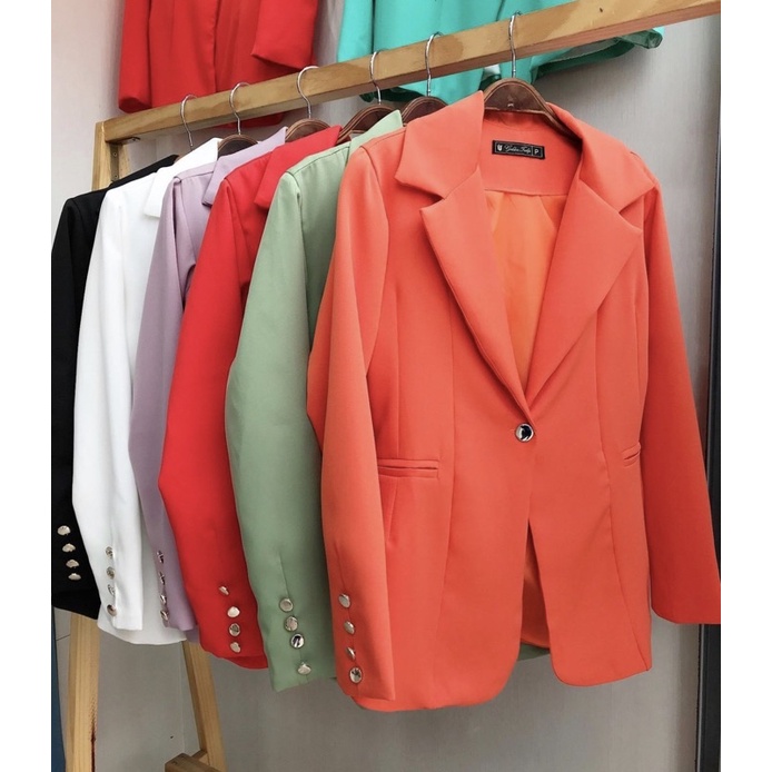 blazer max longada com forro inteiro botoes no manga feminina mimius ...