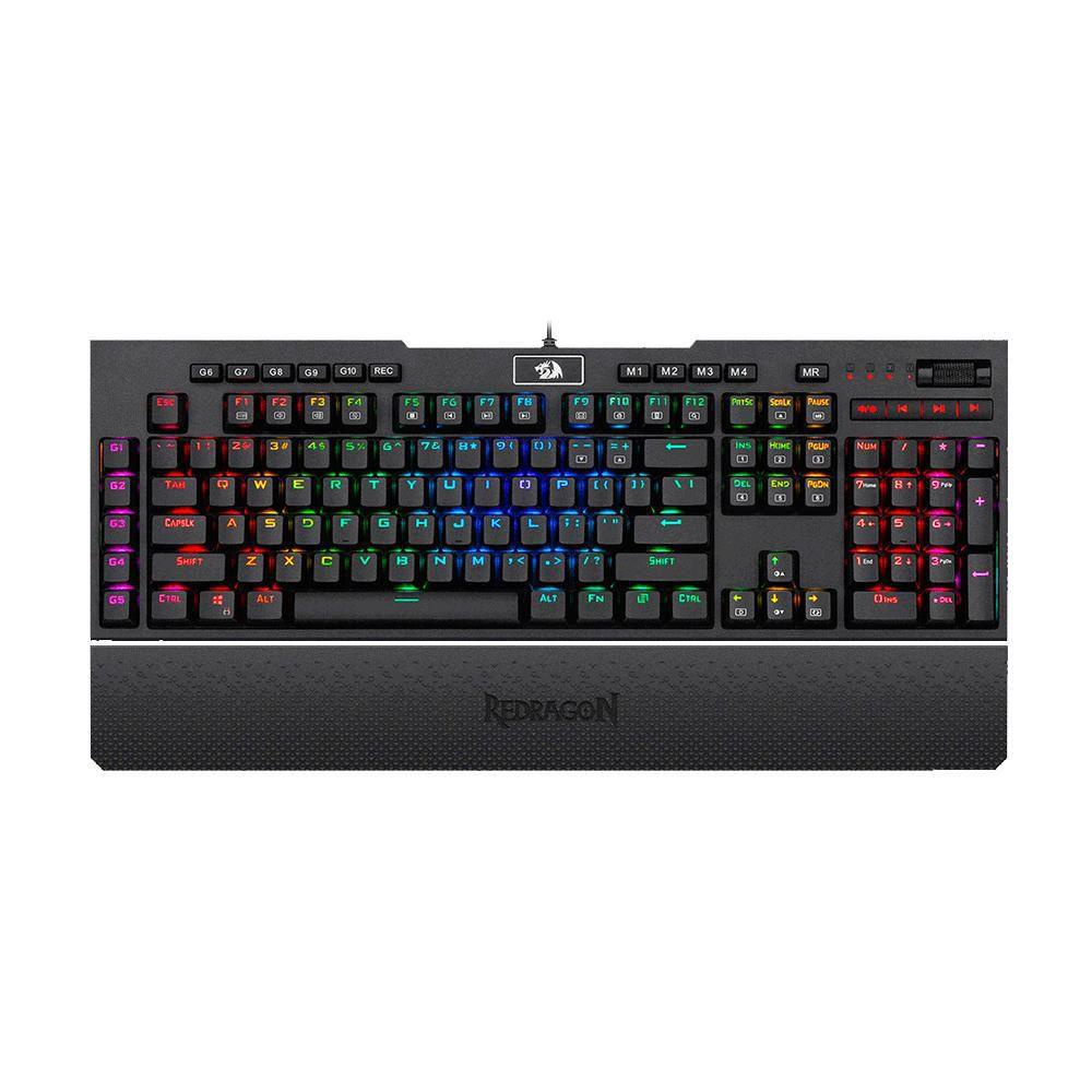 Teclado Óptico Gamer Redragon Brahma Pro, RGB, Switch Brown, Anti-Ghosting, ABNT2, Preto ...