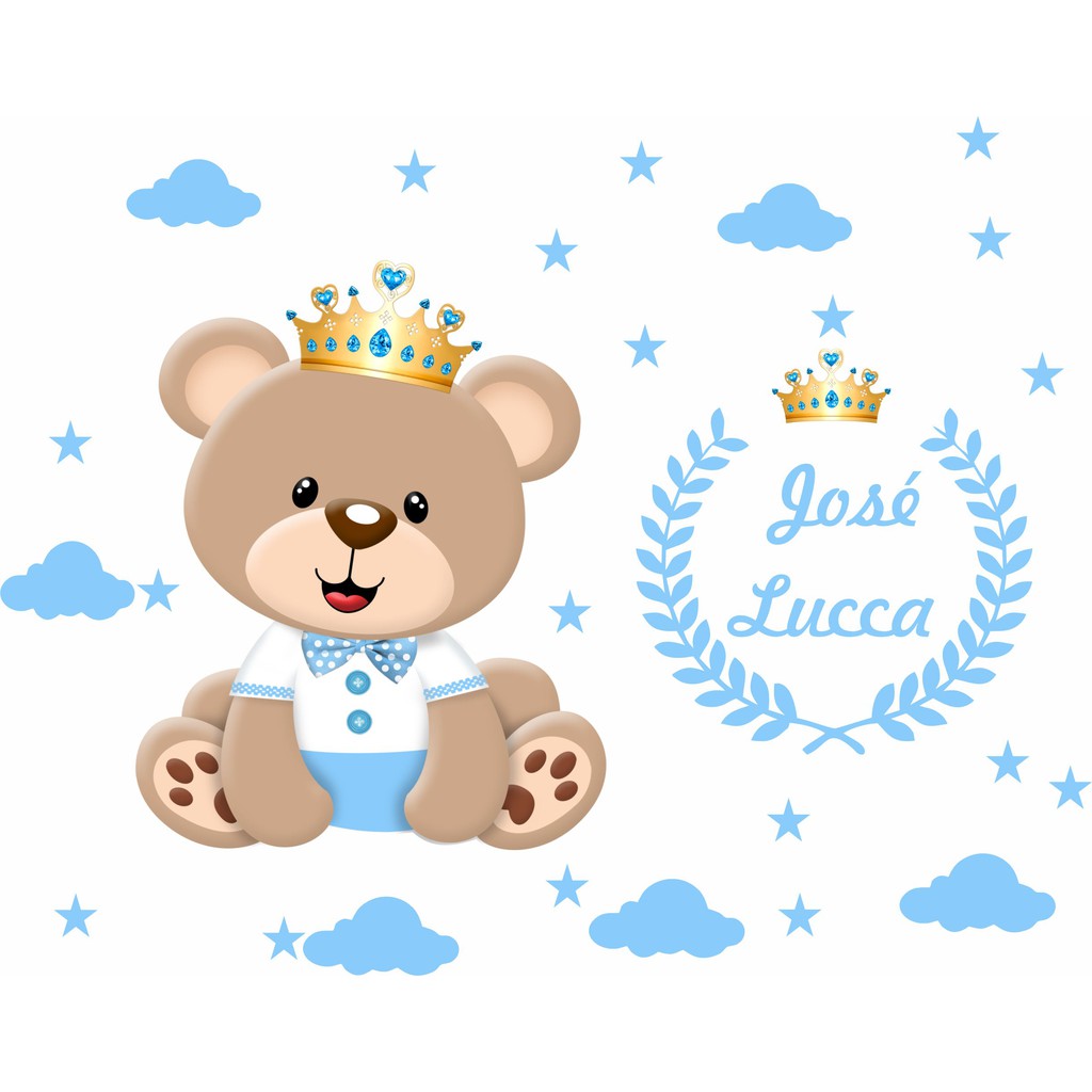 Adesivo Infantil De Parede Urso Príncipe Azul Claro - Escorrega o Preço