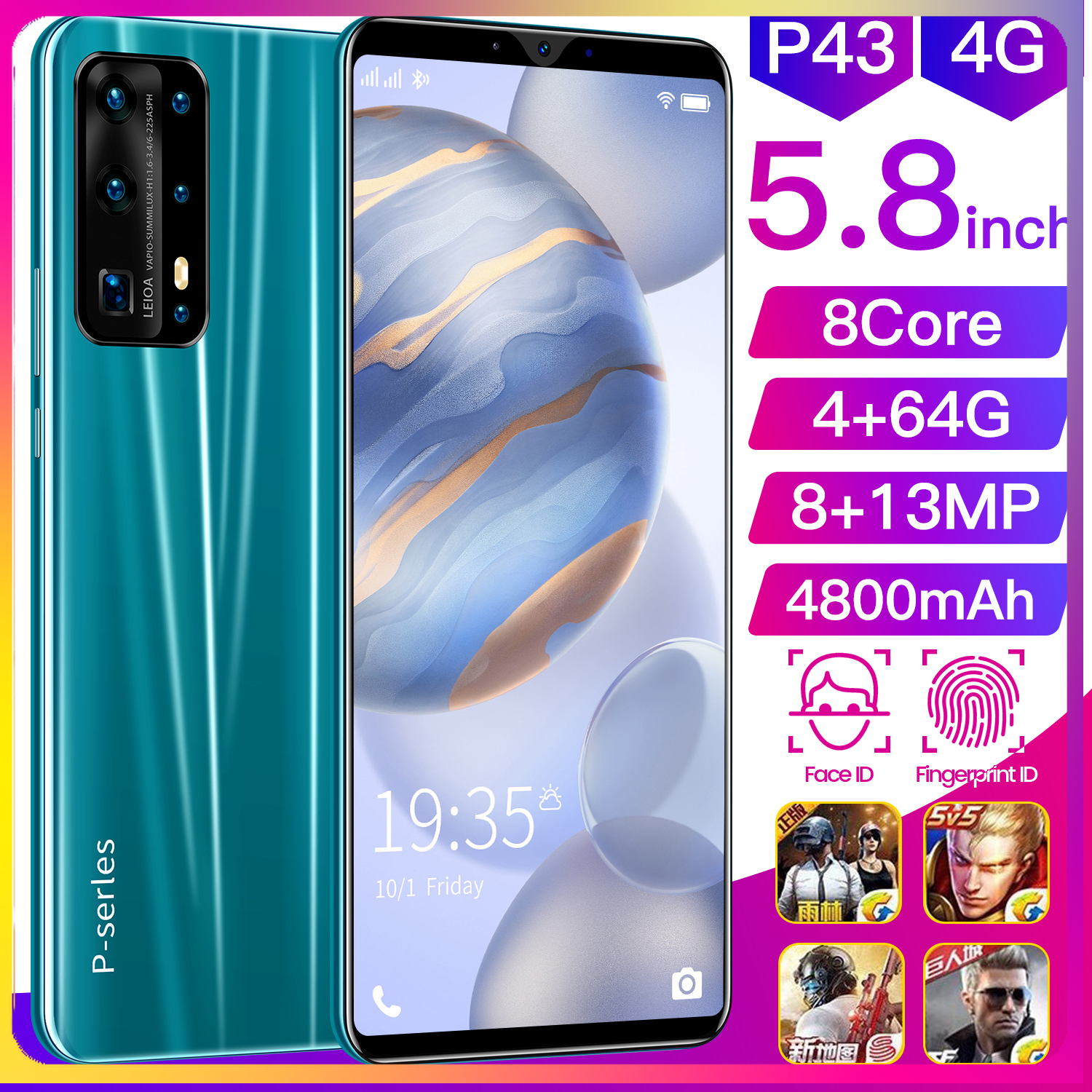 Sexta-feira preta Celular Smartphone P43 58 Polegadas 4 + 64gb 8 + 13mp ...