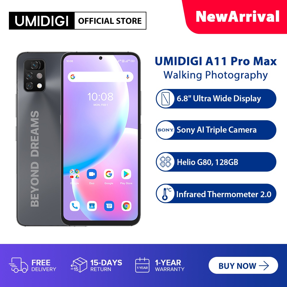 UMIDIGI A11 Pro Max Smartphone 6.8"FHD Big Screen AI Triple Camera ...