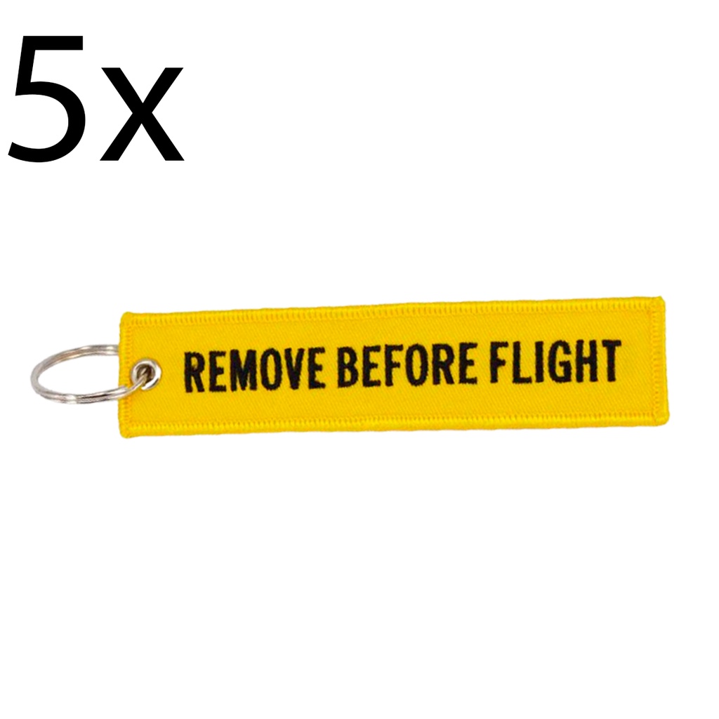Kit 5 Chaveiros Remove Before Flight Amarelos Bordados | Shopee Brasil