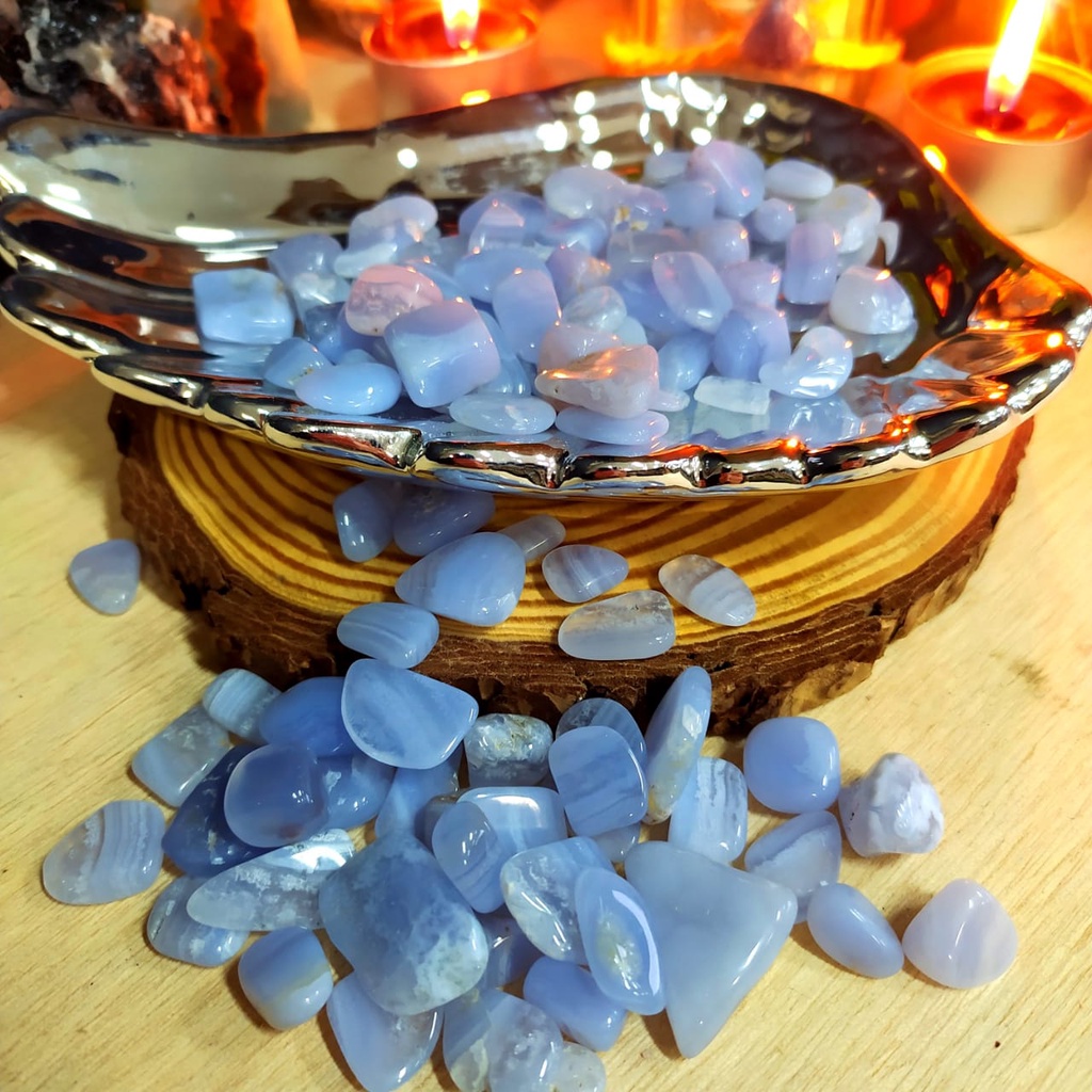 Kit 6 Pedras Calcedônia Ágata Blue Lace Rolado - Mau Olhado e Proteção ...