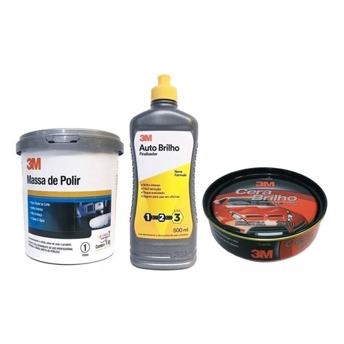 Auto Brilho + Cera Brilho + Massa De Polir Polimento Kit 3m | Shopee Brasil