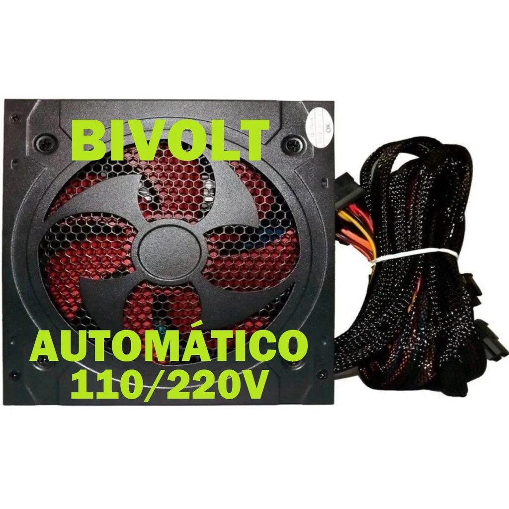 Fonte Atx Bluecase Blu500pfc 500w Real Pfc Ativo Bivolt Automático