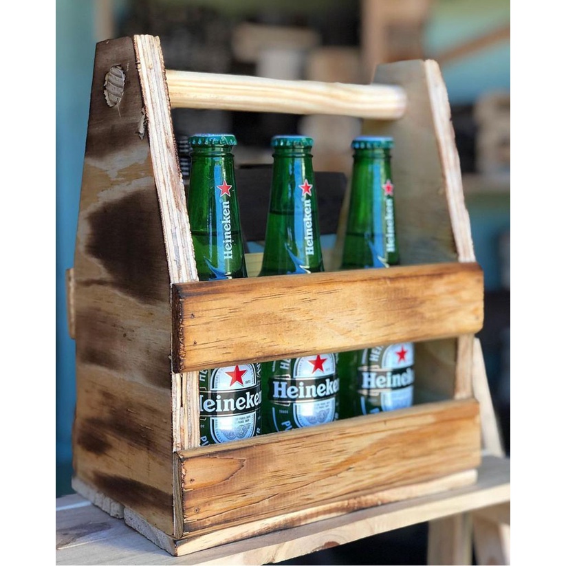 Engradado/Porta Cerveja Long Neck Madeira para 6 garrafas de 300ml ...
