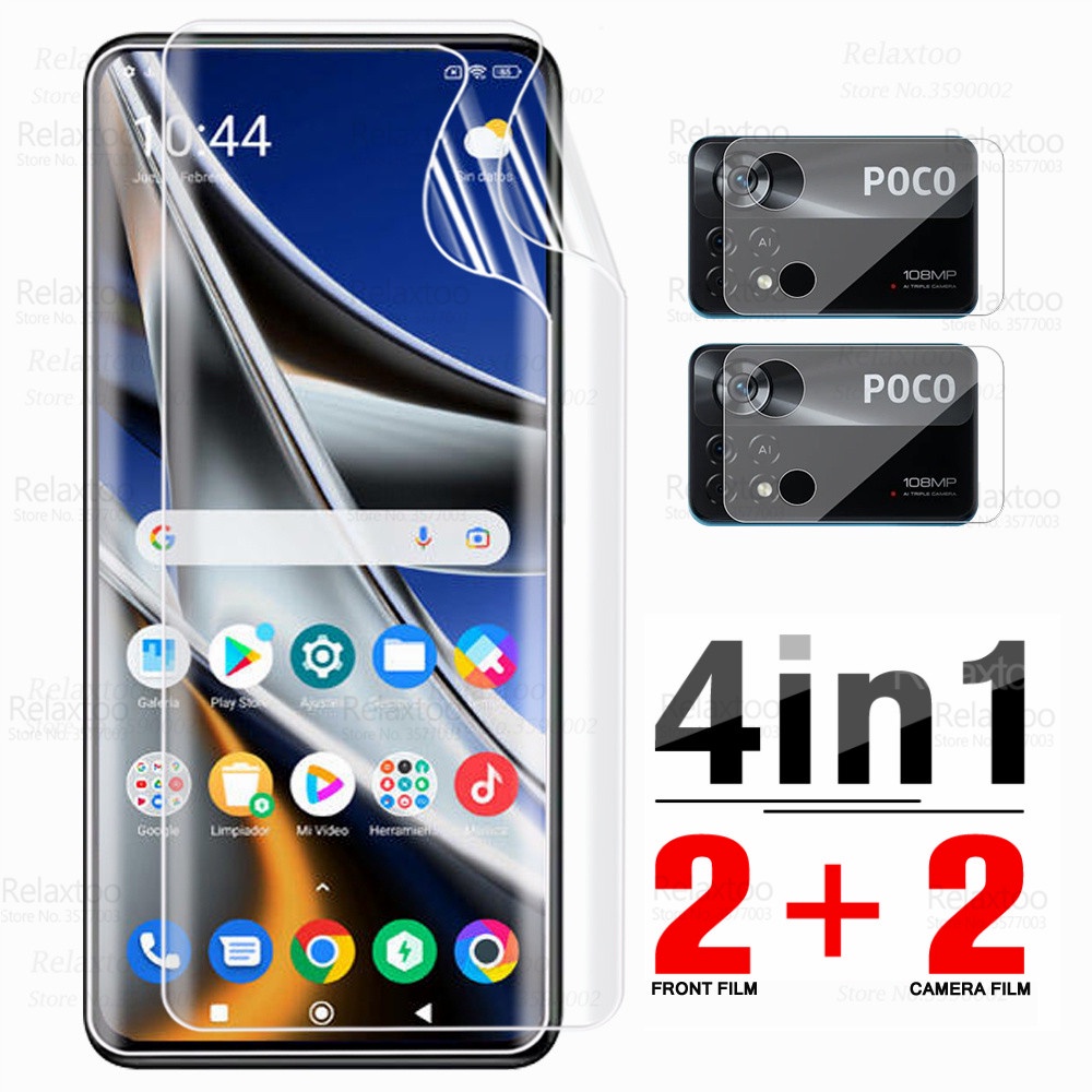 4in1 Hydrogel Film For Xiaomi Poco X4 Pro Front Film Camera Glass Pocco ...
