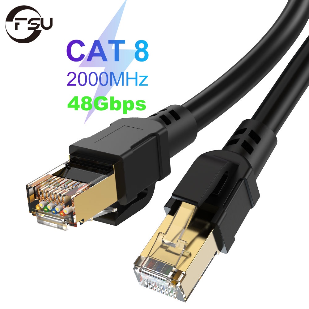 FSU CAT8 Cabo Ethernet 40Gbps 2000MHz CAT 8 RJ45 Lan Patch De Rede Para Modem Roteador Internet ...