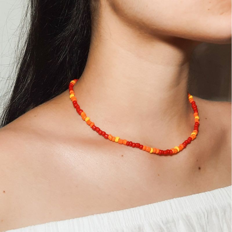 Colar de Missangas Fogo | Shopee Brasil