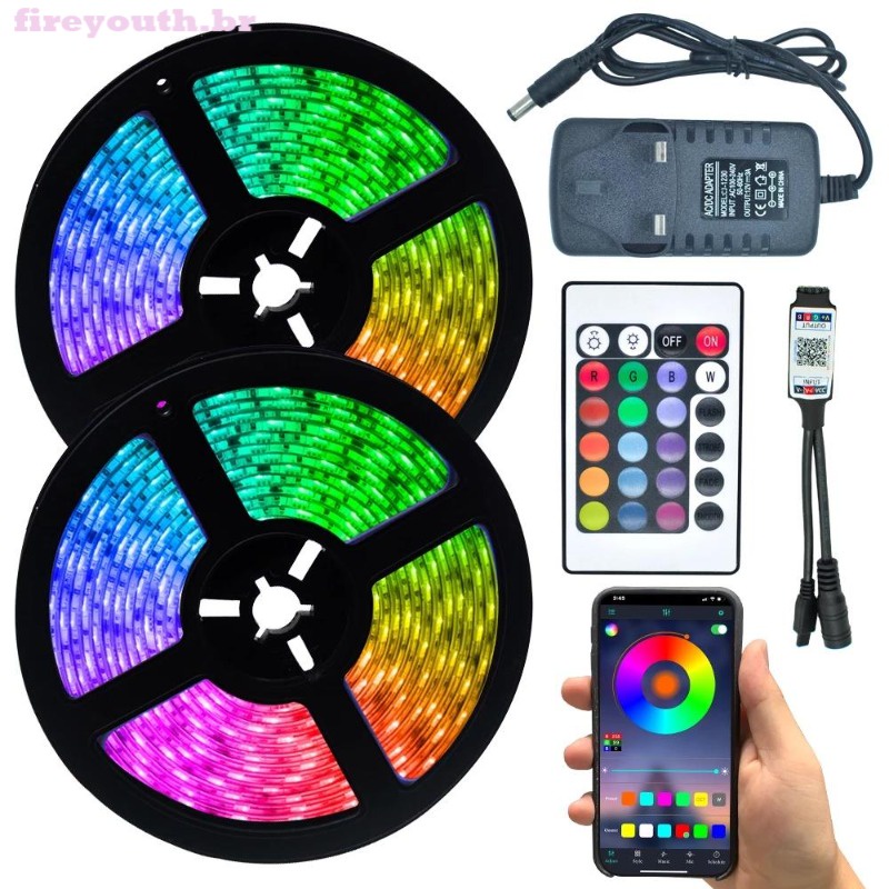 Fita Led Ultra Rgb 5050 5 Metros Completo + Fonte 3A 12v + Rolo De ...