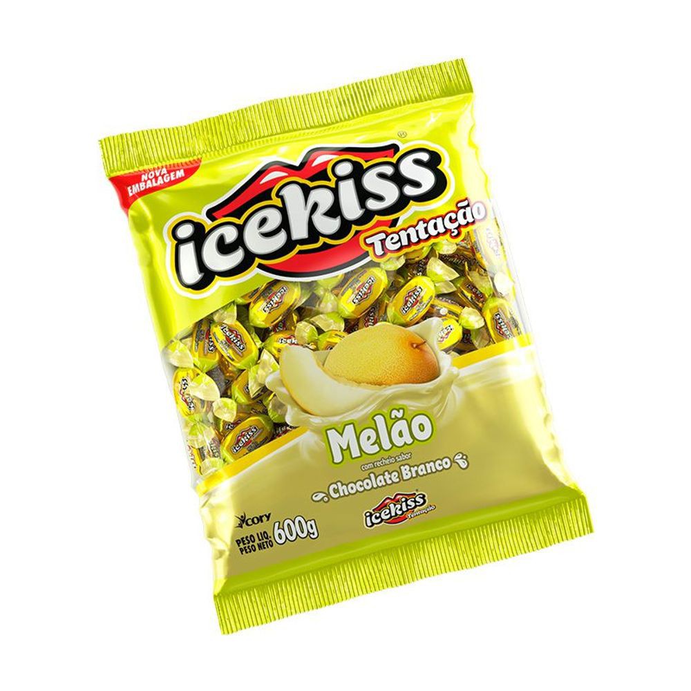 Bala Icekiss Tentação Chocolate Branco/Melão Caixa com 6 Unidades ...