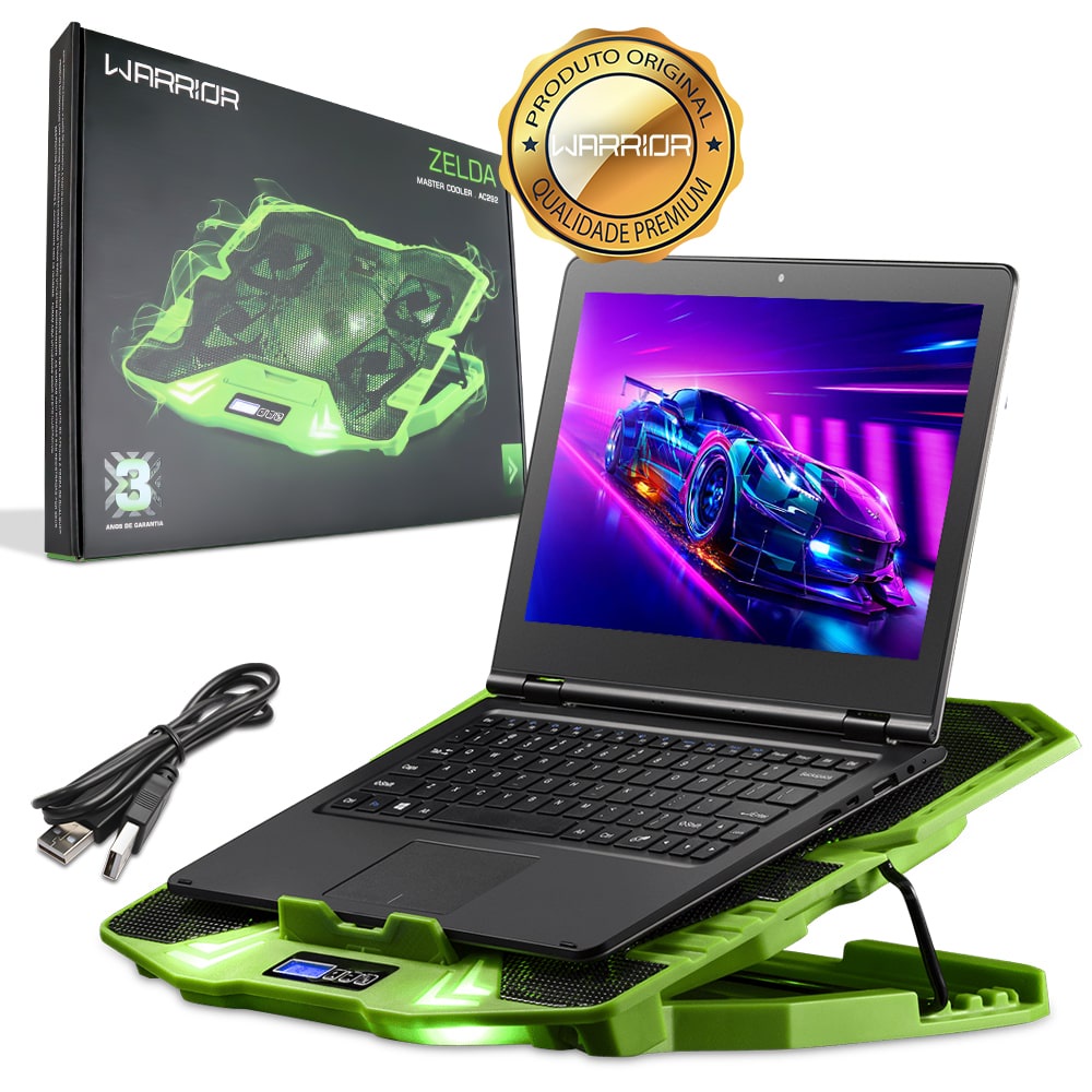 Cooler Para Notebook Gamer até 17' Warrior com Led Verde - AC292 ...