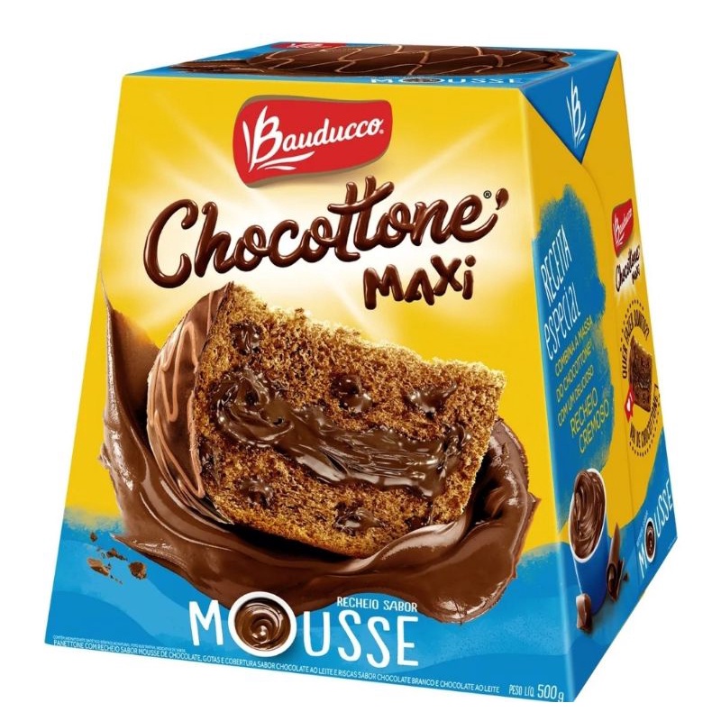Panettone Chocolate Recheio Mousse Cobertura Chocolate Bauducco