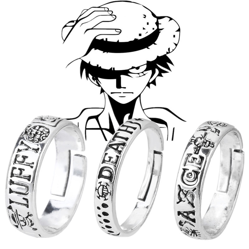 Anime One Piece Ring Luffy Trafalgar D Water Law Ace Metal Unissex ...