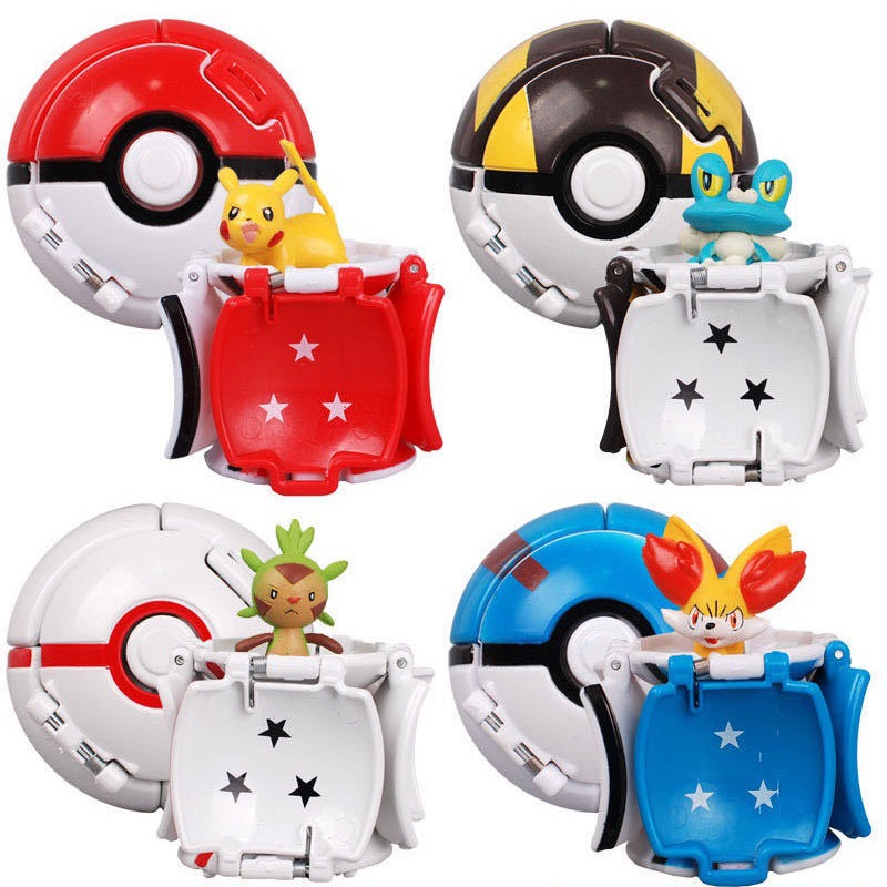 Pokeball Bola de Lançamento Automático Com Boneco Surpresa Pokebola ...